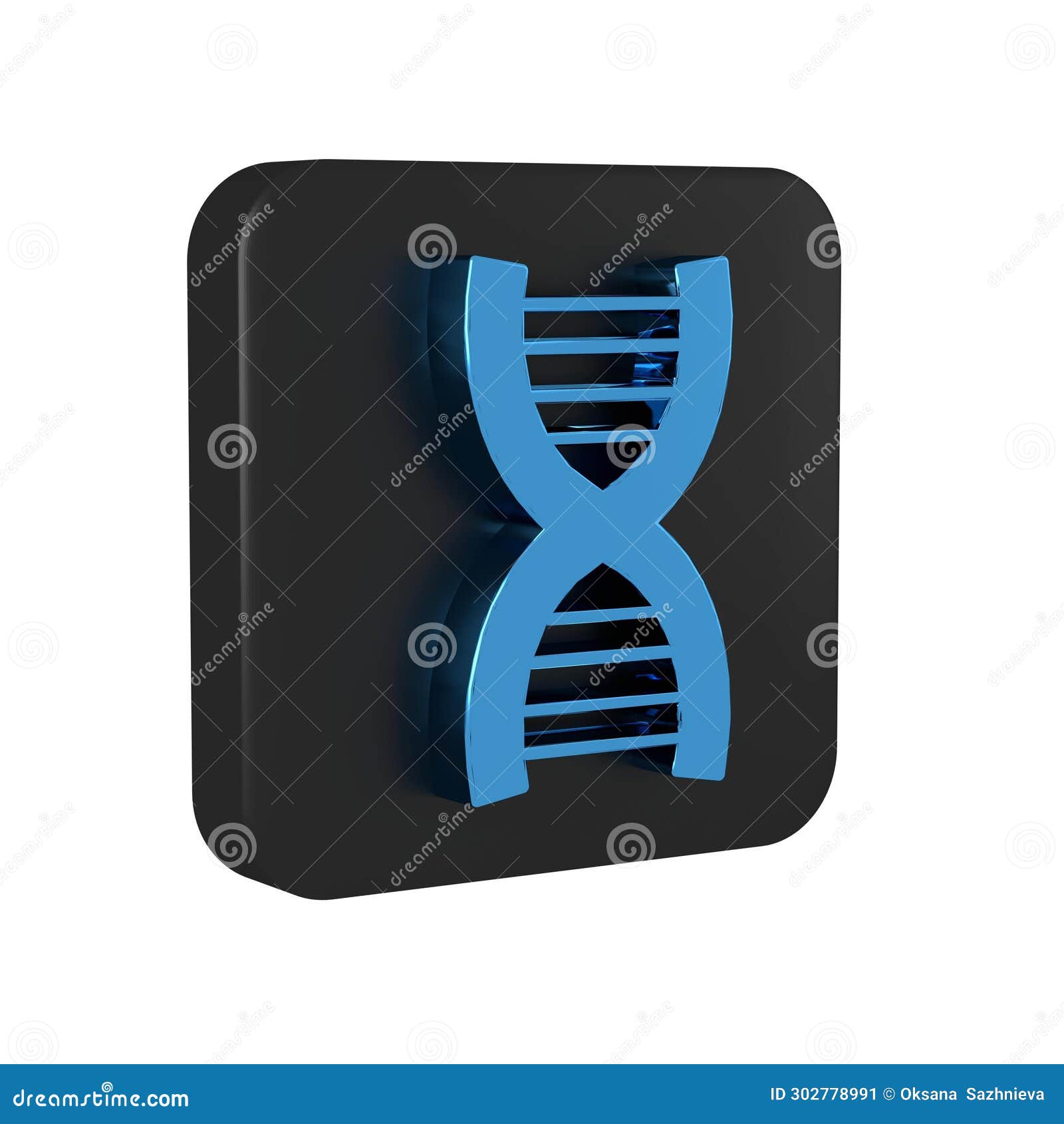 Blue DNA Symbol Icon Isolated on Transparent Background. Black Square ...