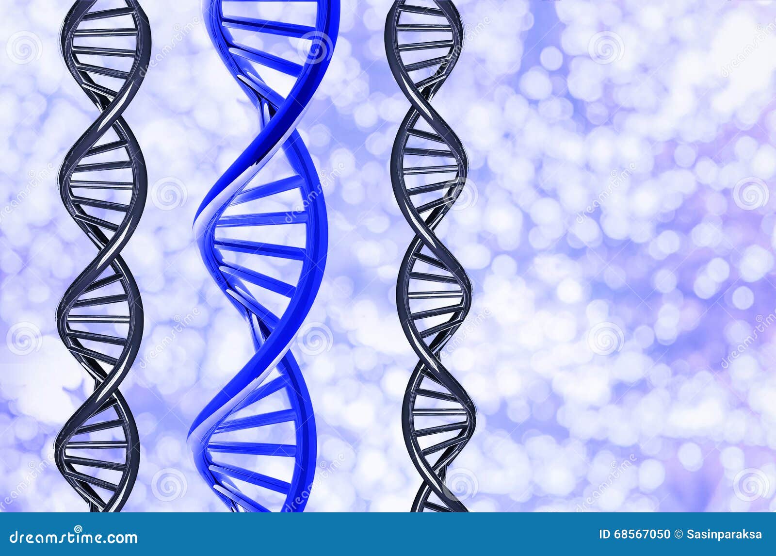 Blue DNA with Unique One on Bokeh Background, Isolated on White ...