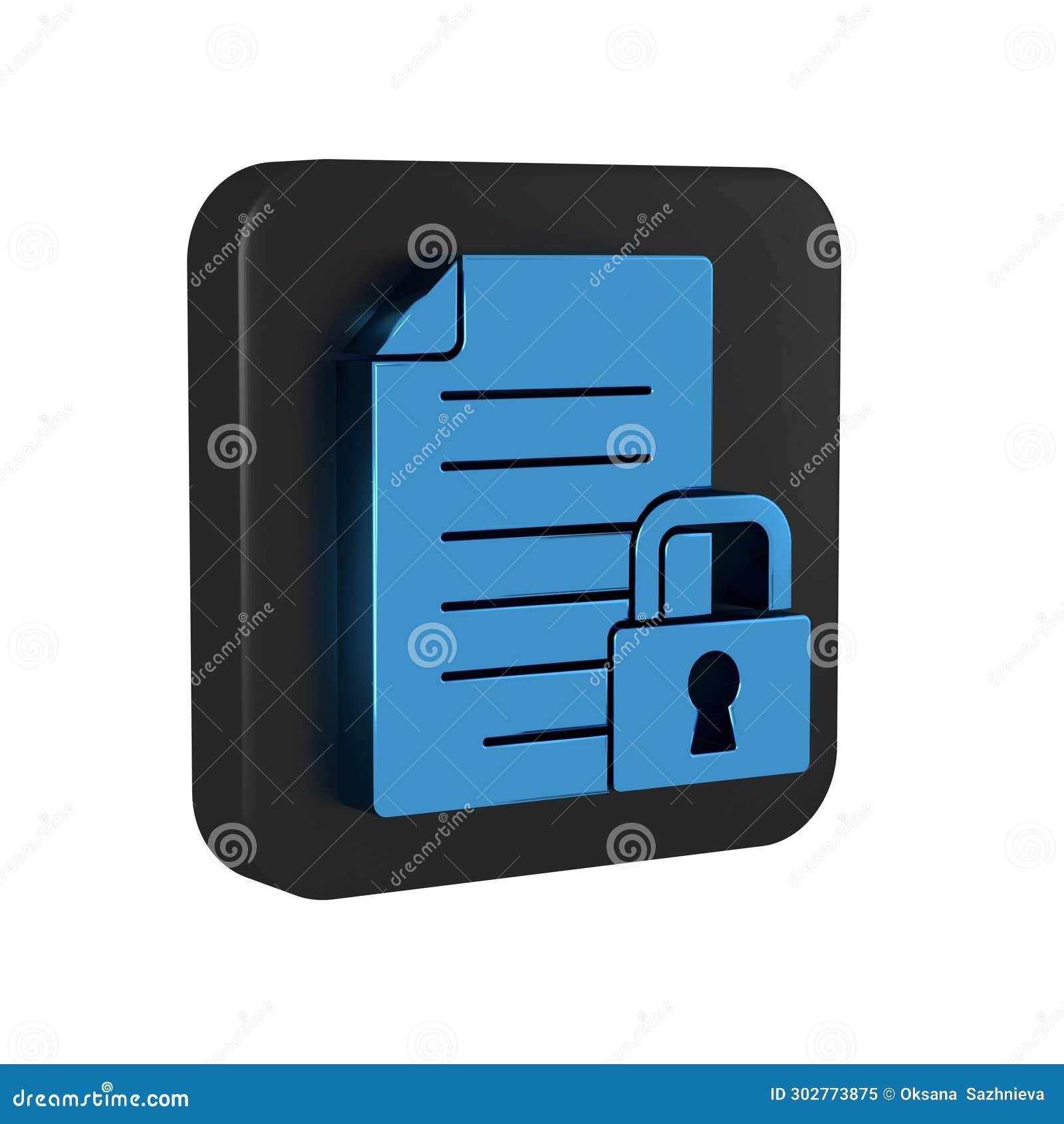 Blue Document and Lock Icon Isolated on Transparent Background. File ...