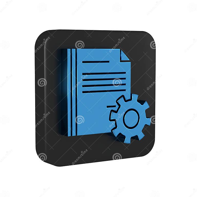 Blue Document Settings with Gears Icon Isolated on Transparent ...