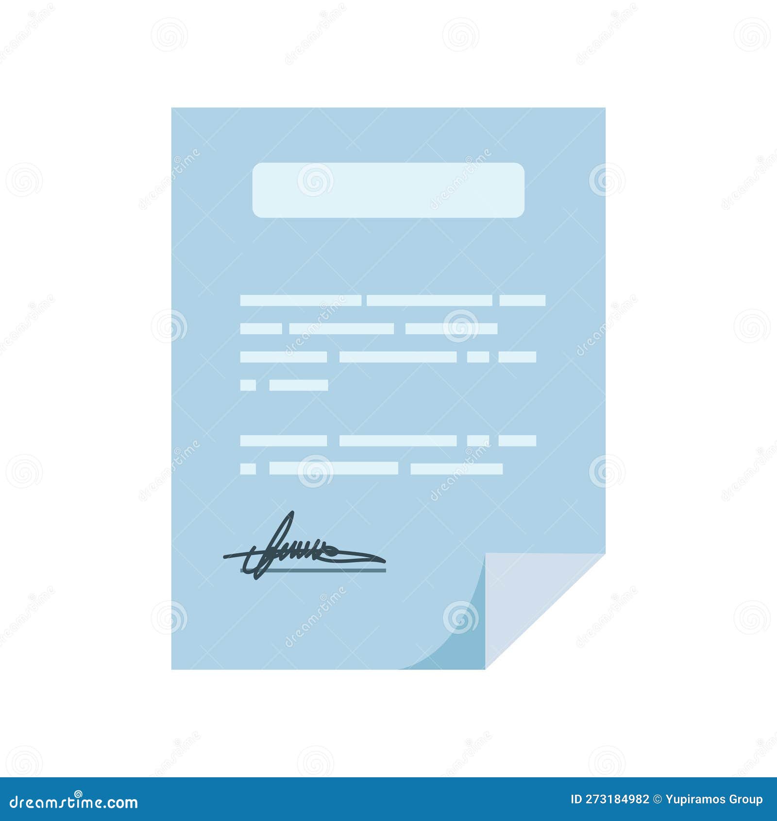 Blue Document with a Signature Stock Vector - Illustration of file ...