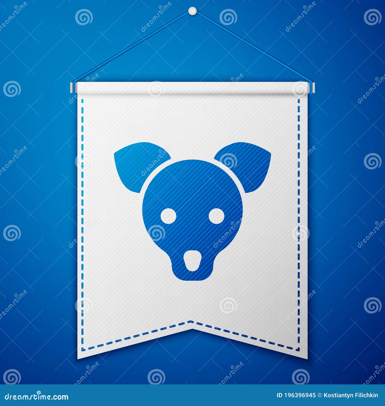 Blue Dog Icon Isolated on Blue Background. White Pennant Template Stock ...