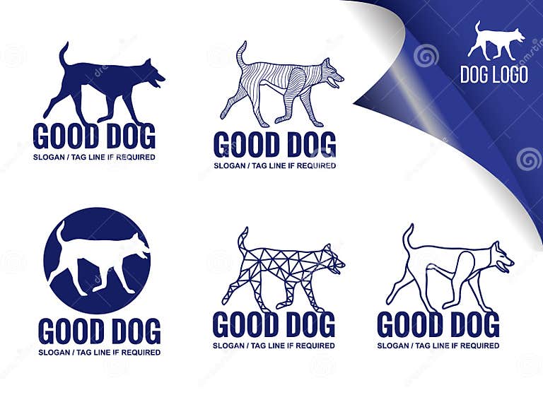 Blue Dog Logo Vector Design Elements Style Stock Vector - Illustration ...
