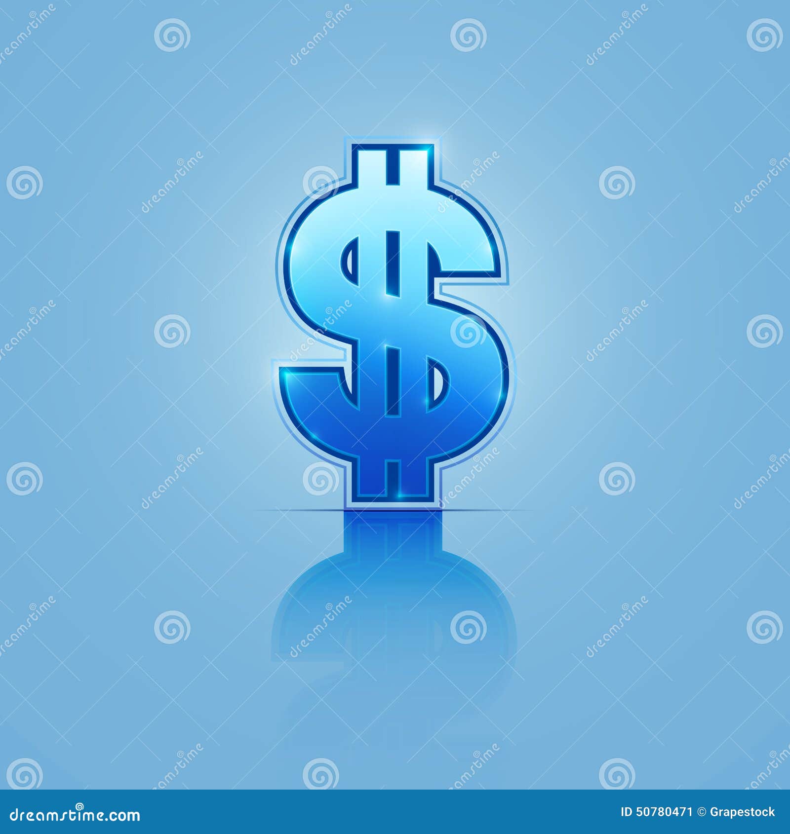 Blue Dollar Icon on Blue Background Stock Vector - Illustration of ...