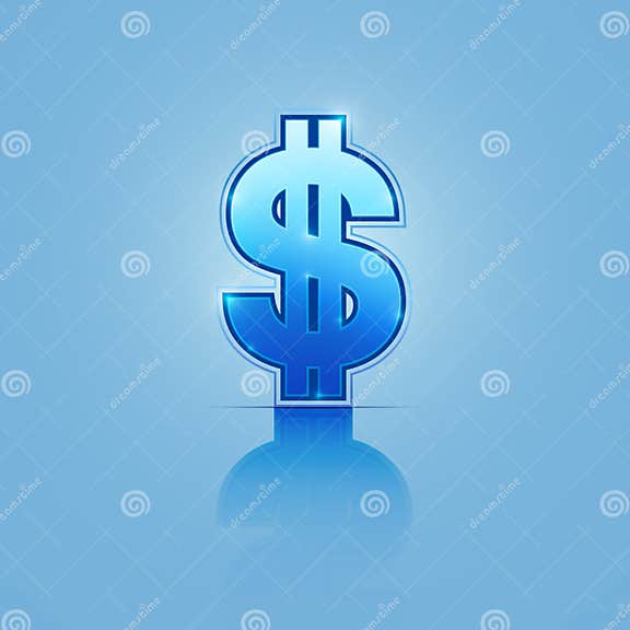 Blue Dollar Icon on Blue Background Stock Vector - Illustration of ...