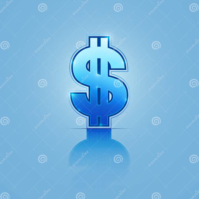 Blue Dollar Icon on Blue Background Stock Vector - Illustration of ...