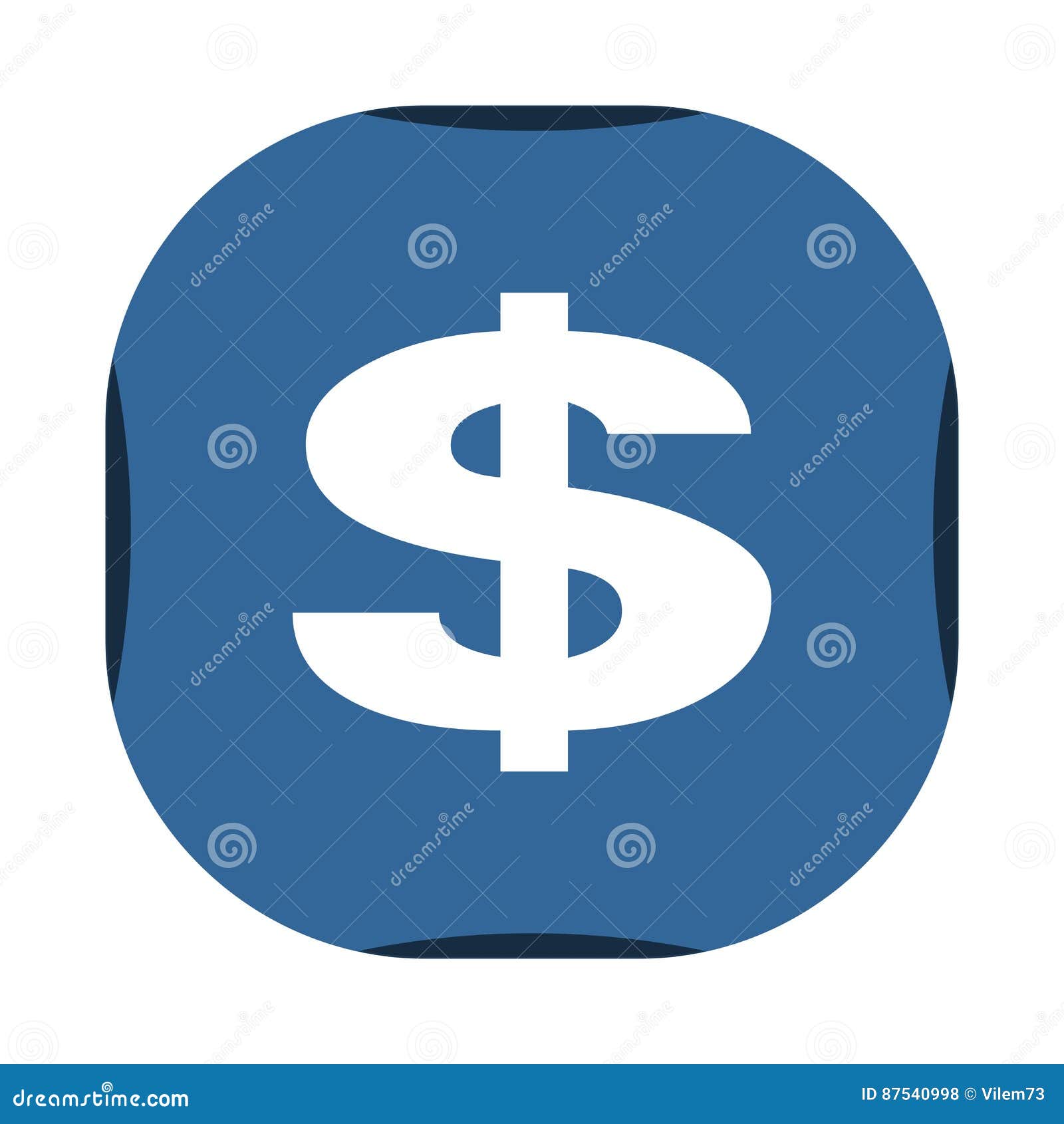 Blue Dollar Icon stock vector. Illustration of sign, isolated - 87540998