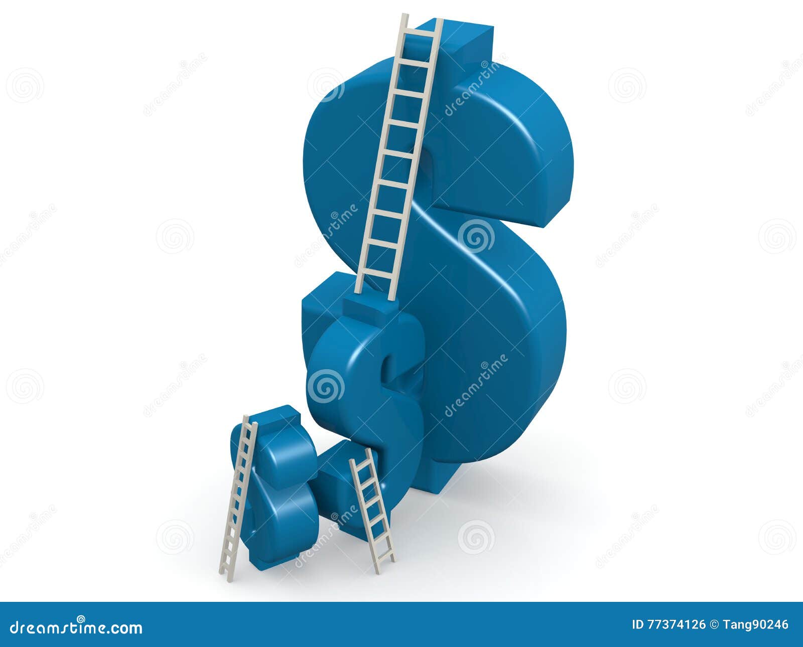 Blue Dollar Sign with Ladder Stock Illustration - Illustration of cash ...