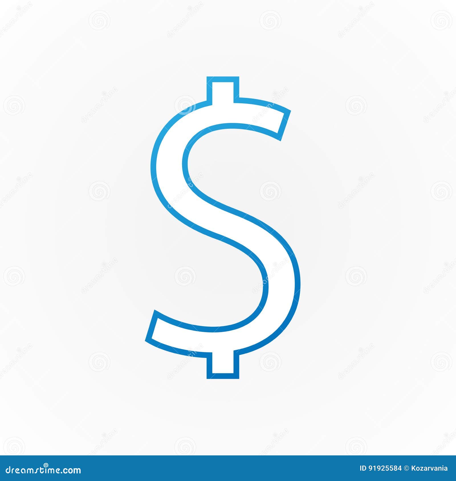 Blue dollar sign stock vector. Illustration of blue, business - 91925584
