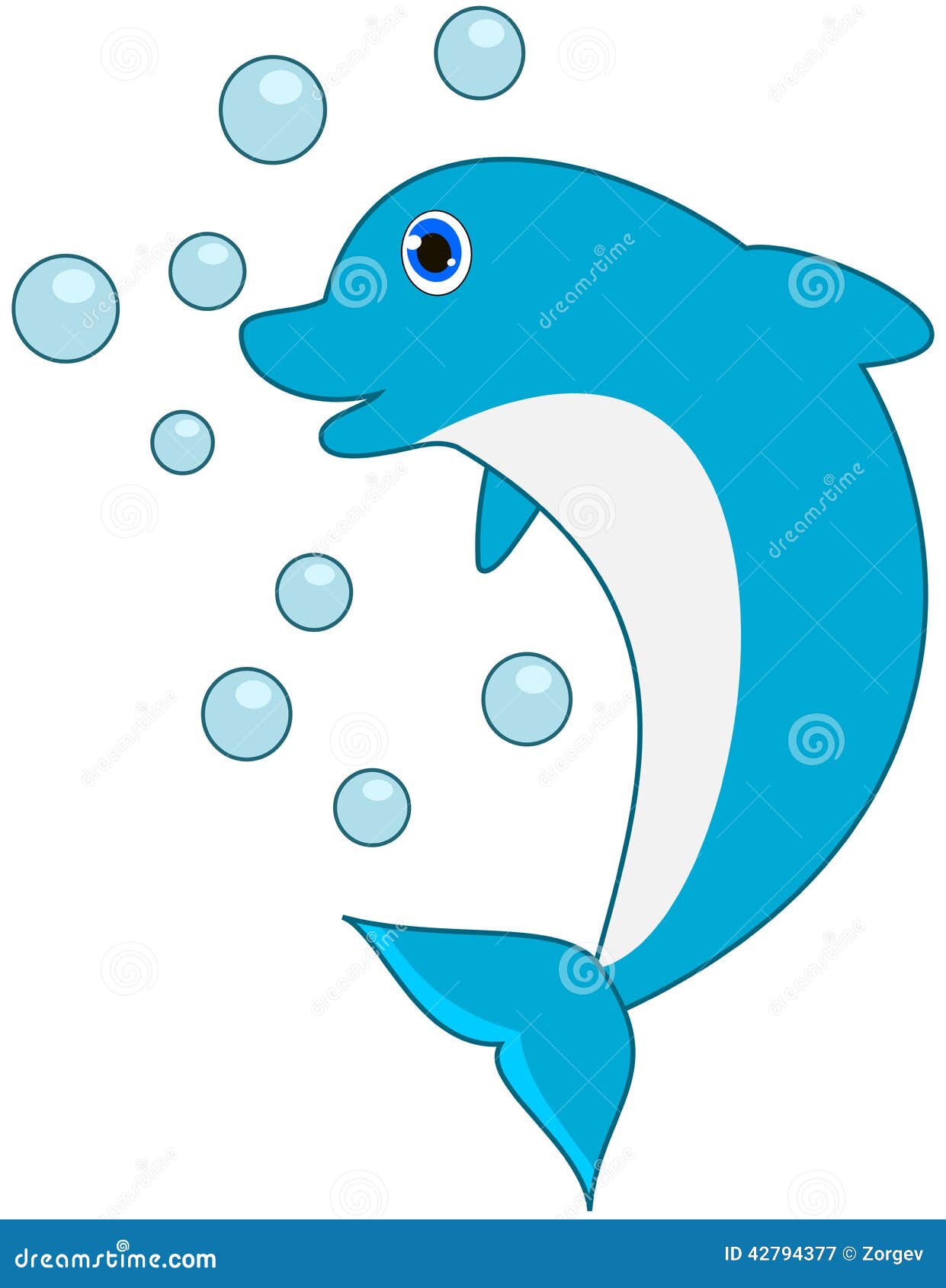 A Blue Dolphin with Bubbles Stock Illustration - Illustration of ocean ...