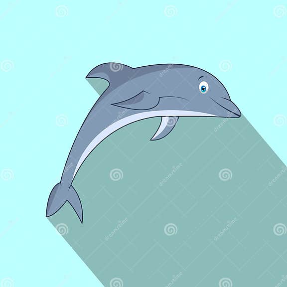 Blue Dolphin Icon Flat Illustration of Blue Dolphin Vector Icon Stock ...