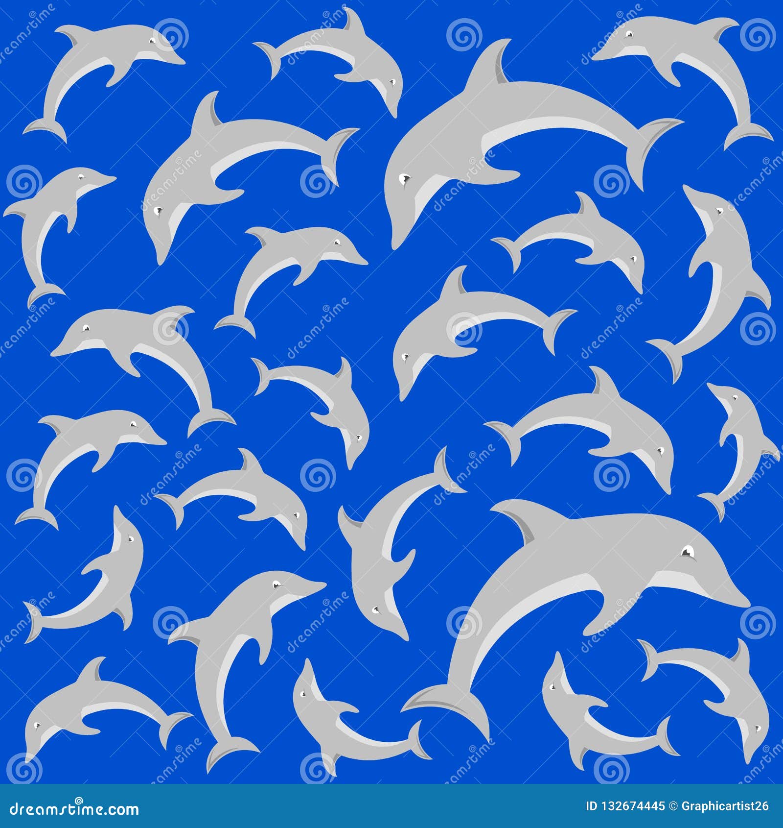 Blue Dolphin Pattern stock vector. Illustration of fish - 132674445