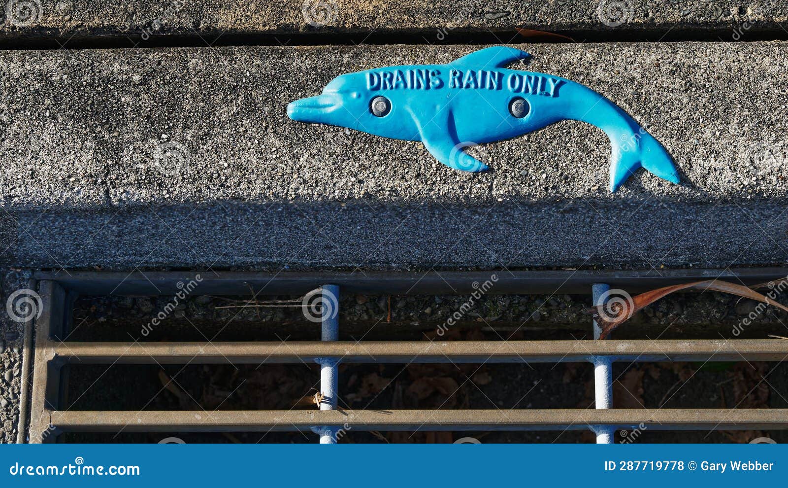 A Dolphin Symbol beside a Stormwater Drain Signifying that only Water ...