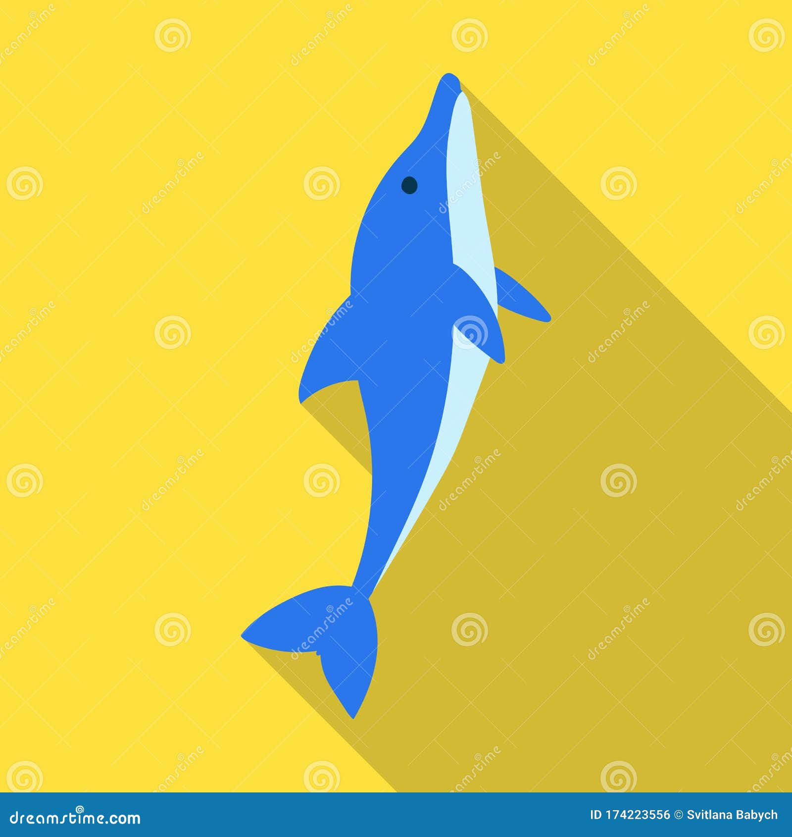 Blue Dolphin Vector Icon.Flat Vector Icon Isolated on White Background ...