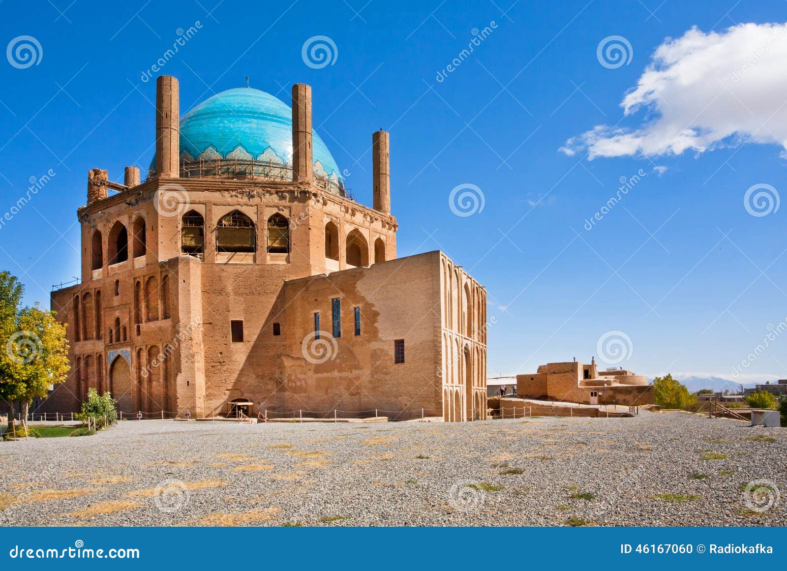 Blue Domed Ancient Building of Mausoleum Dome of Soltaniyeh Under the ...
