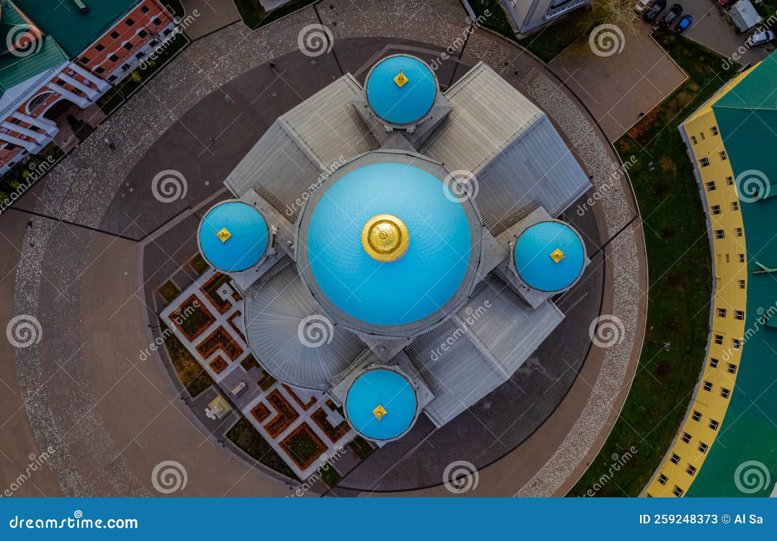 Blue Domes of the Orthodox Church. Top View of the Cathedral. Stock ...