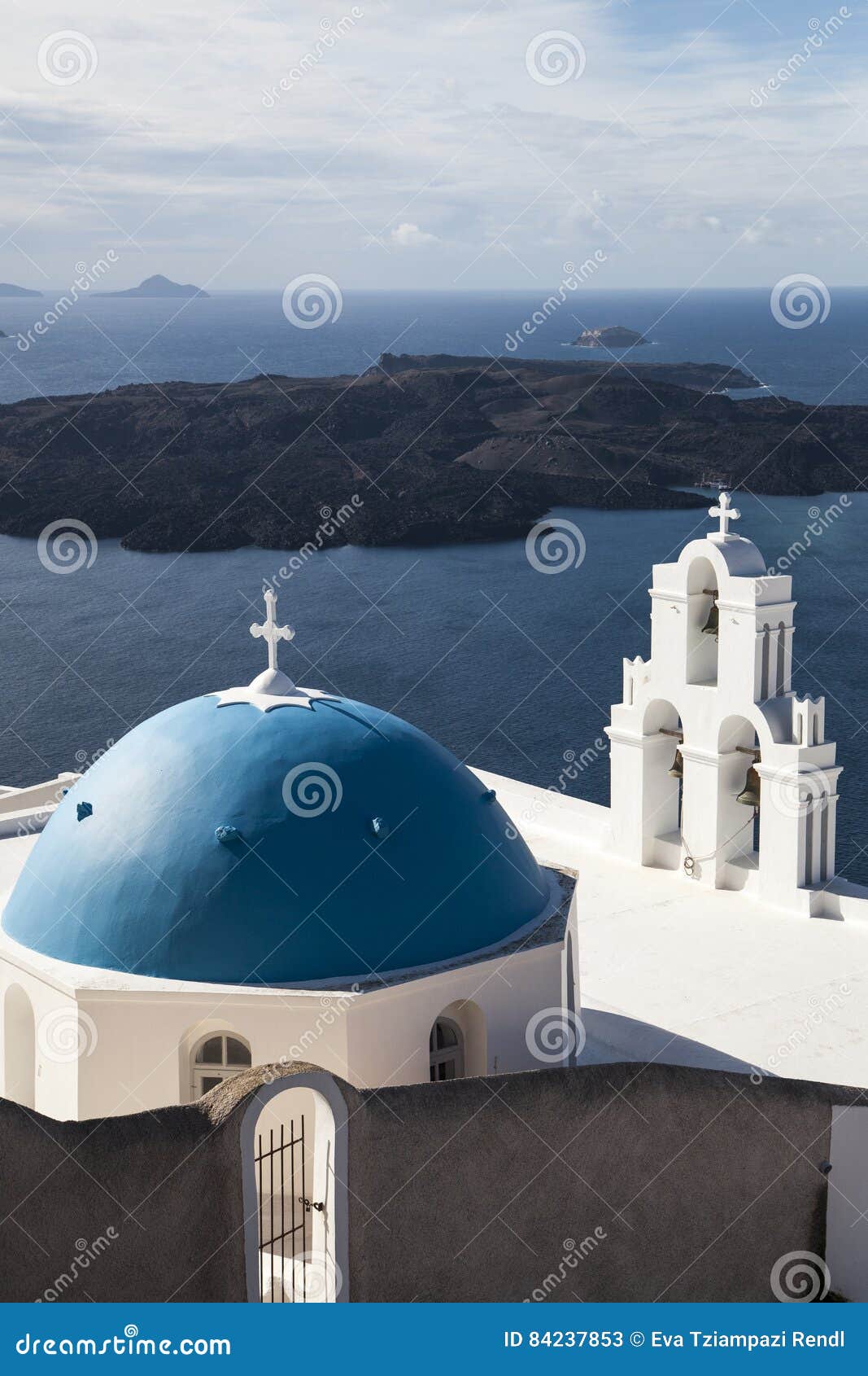 Blue domes, Santorini stock image. Image of cross, clouds - 84237853
