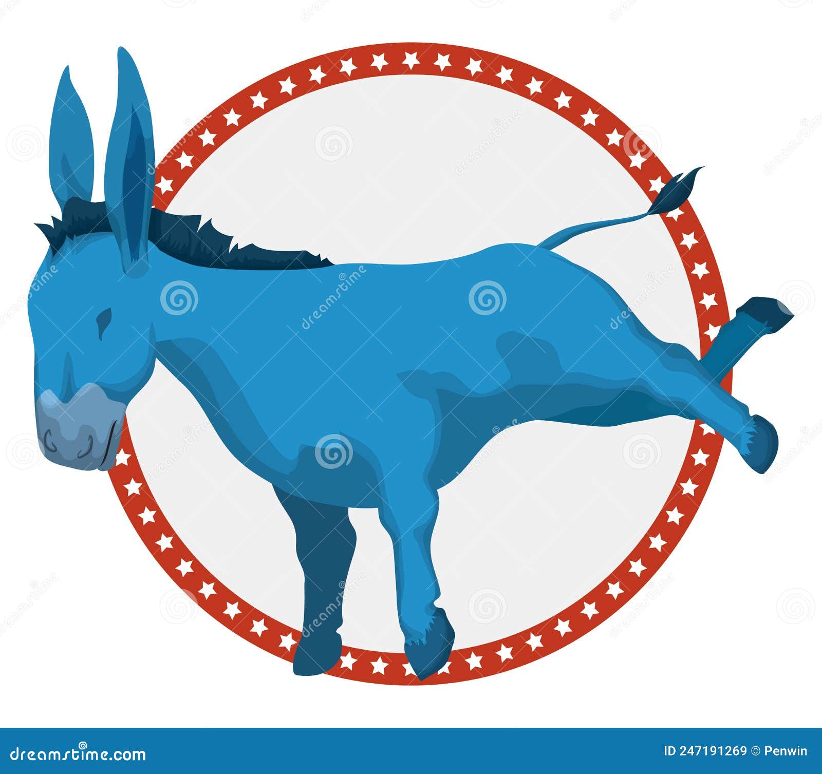 American Button with Starry Frame and Blue Donkey for Elections, Vector ...