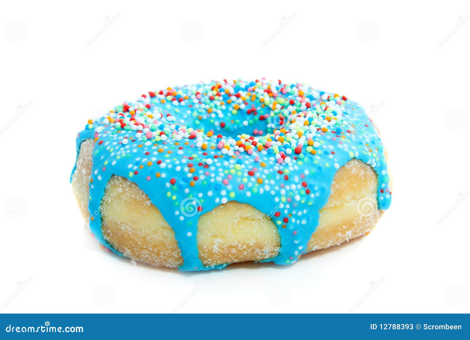 A Blue Donut with Colorful Speckles Stock Image - Image of cake ...