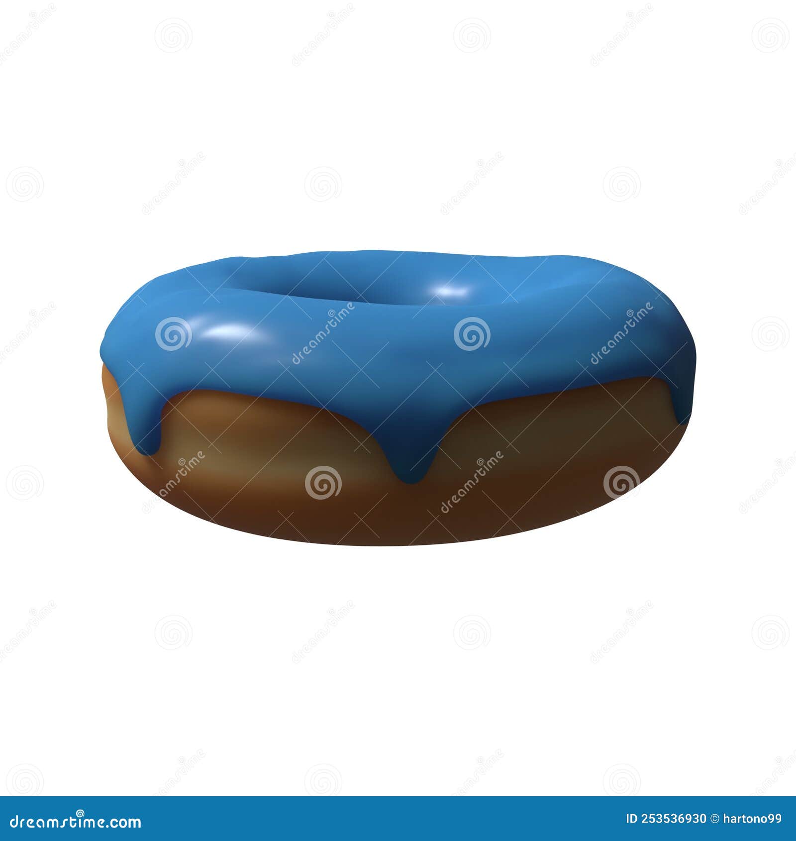Blue Donut 3D Illustration stock illustration. Illustration of pastry ...