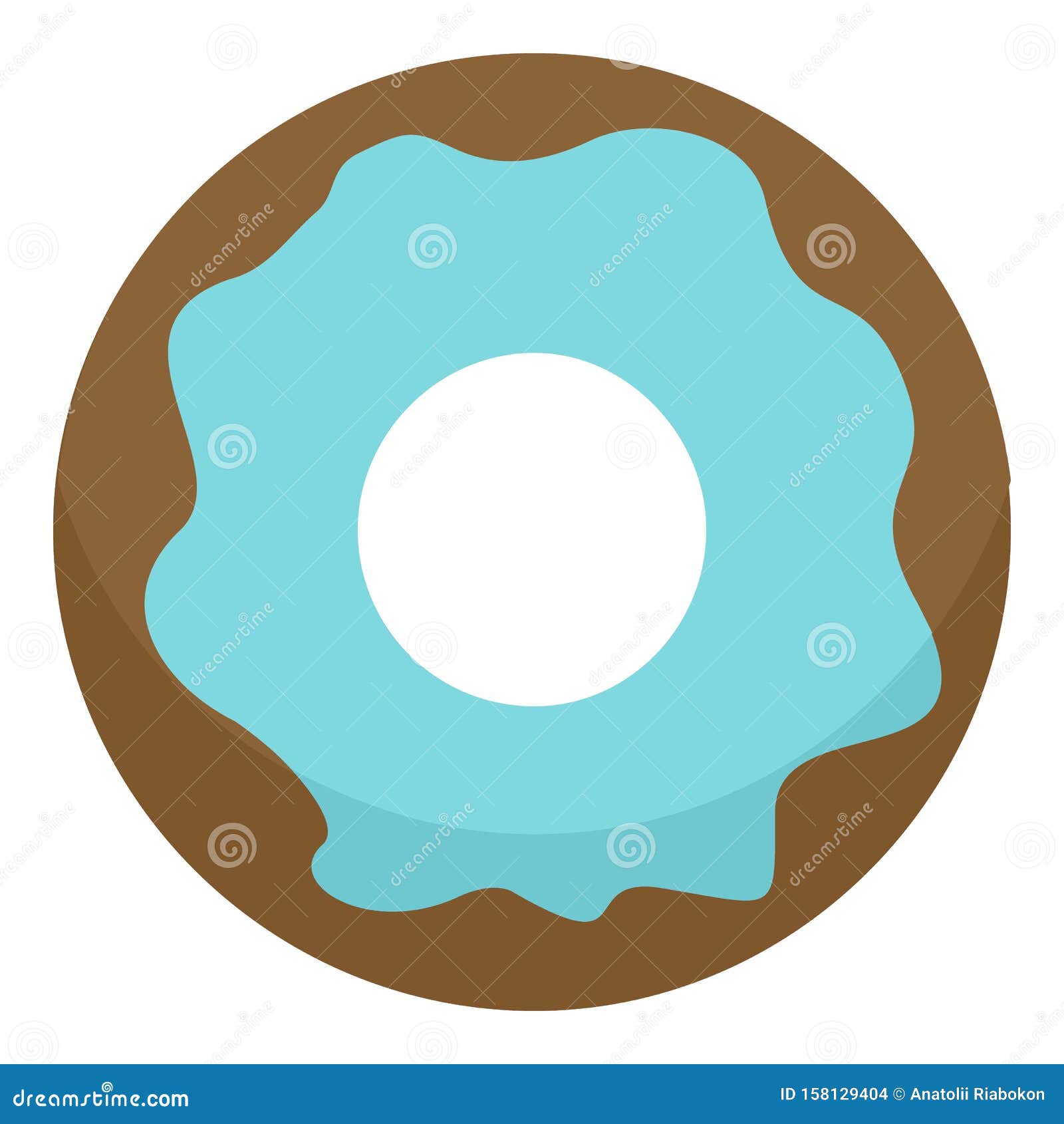 Blue Donut Icon, Flat Style Stock Vector - Illustration of breakfast ...
