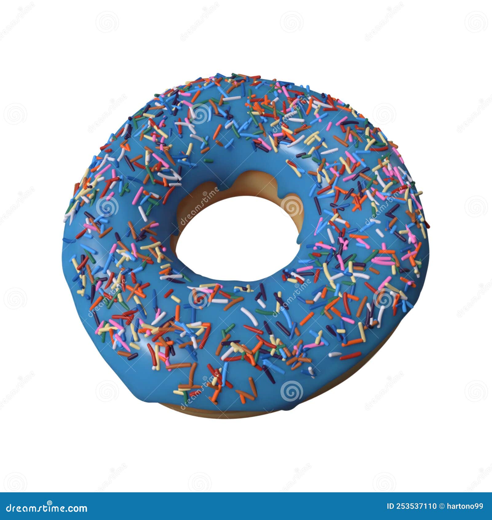 Blue Donut with Sprinkles 3D Illustration Stock Illustration ...