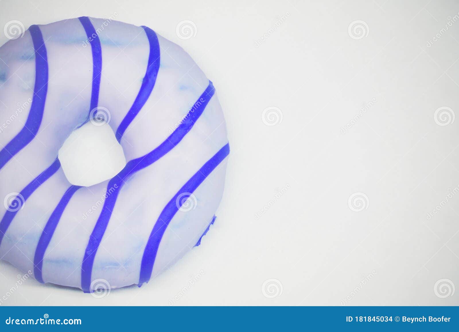 Blue Donut Top View. White Background Copy Space Stock Photo - Image of ...