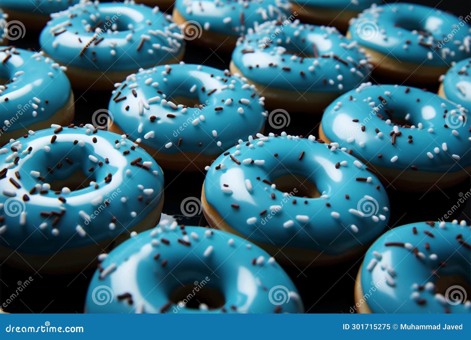 Blue Donuts Form a Mesmerizing Pattern, Creating a Delicious and ...