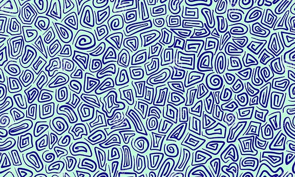 Blue Doodles of Abstract Shapes Seamless Pattern Stock Vector ...