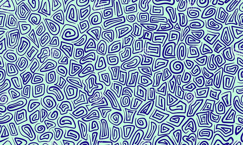 Blue Doodles of Abstract Shapes Seamless Pattern Stock Vector ...
