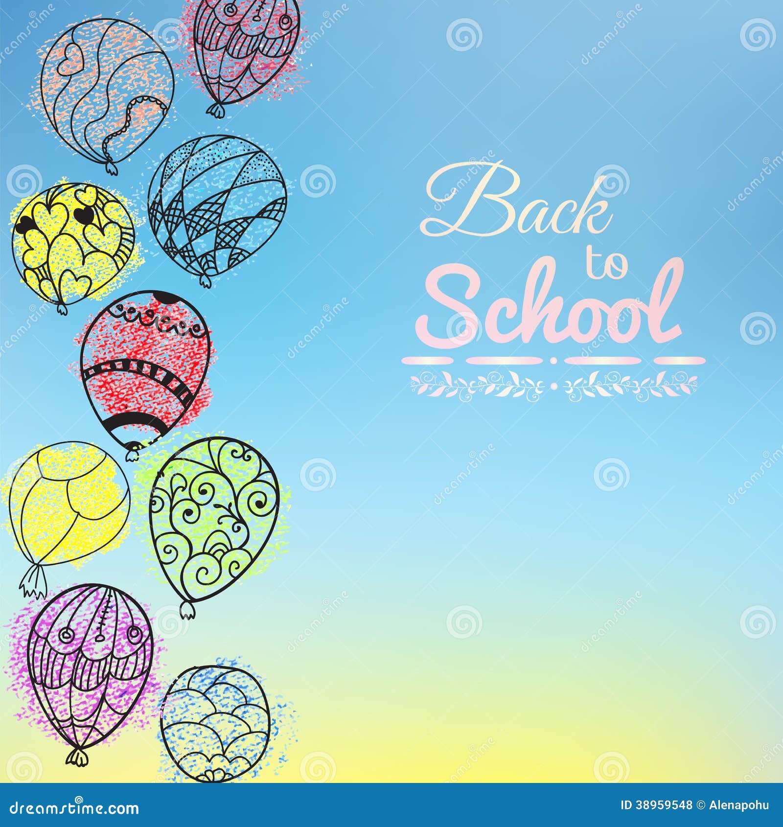 Blue Doodle Card Welcome Back To School Stock Vector - Illustration of ...