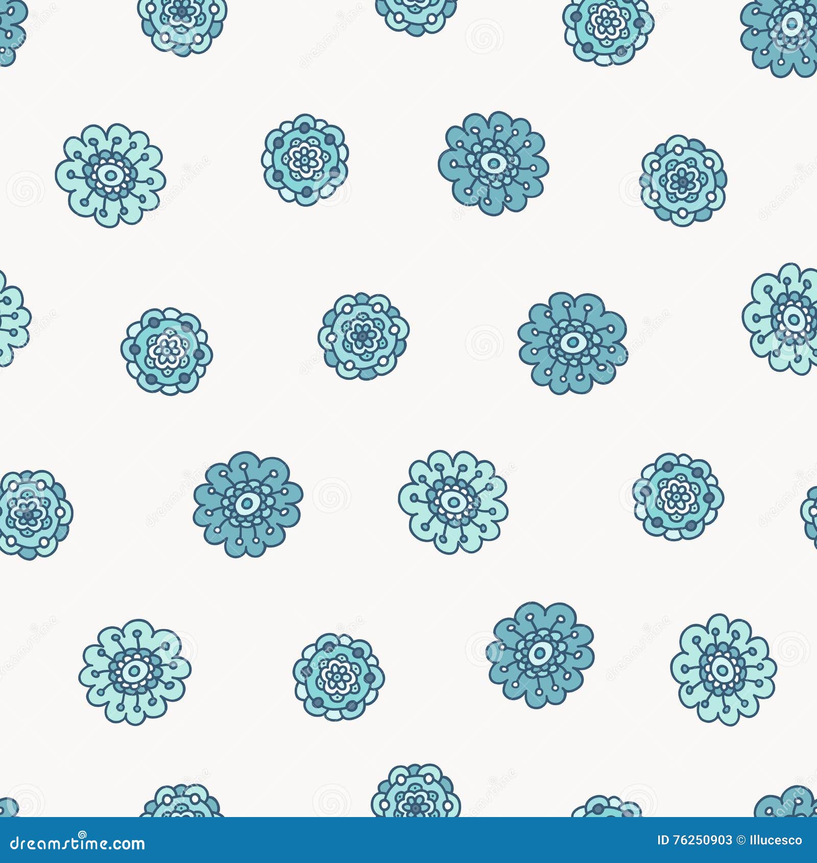 Blue Doodle Floral Seamless Pattern. Hand Drawn Background Stock Vector ...