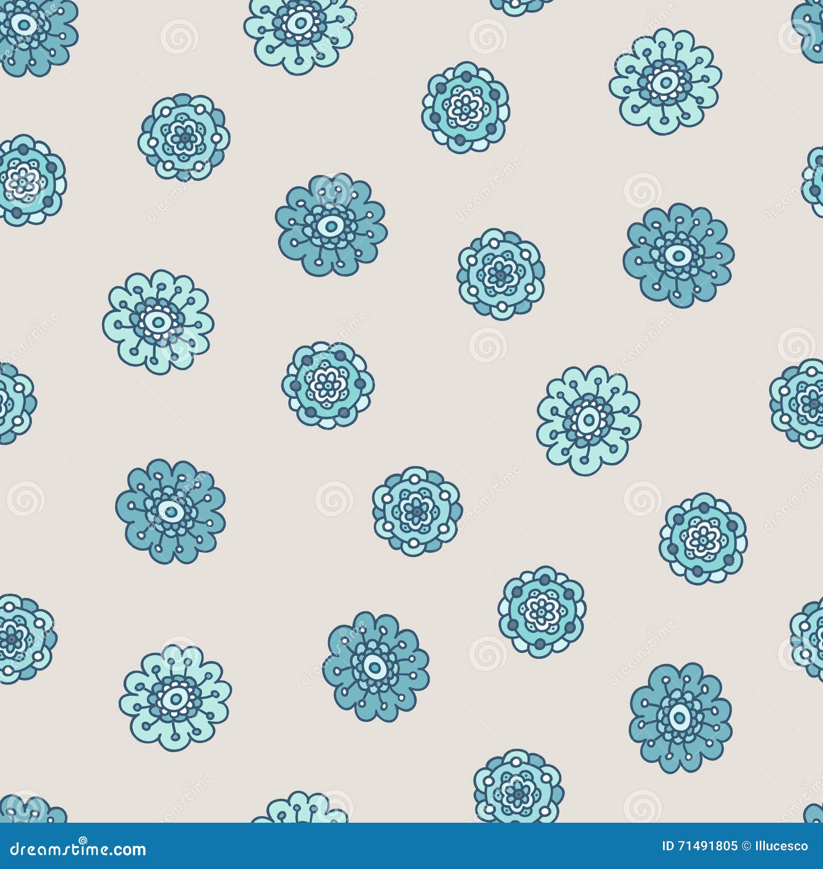 Blue Doodle Floral Seamless Pattern, Vector Illustration Stock Vector ...