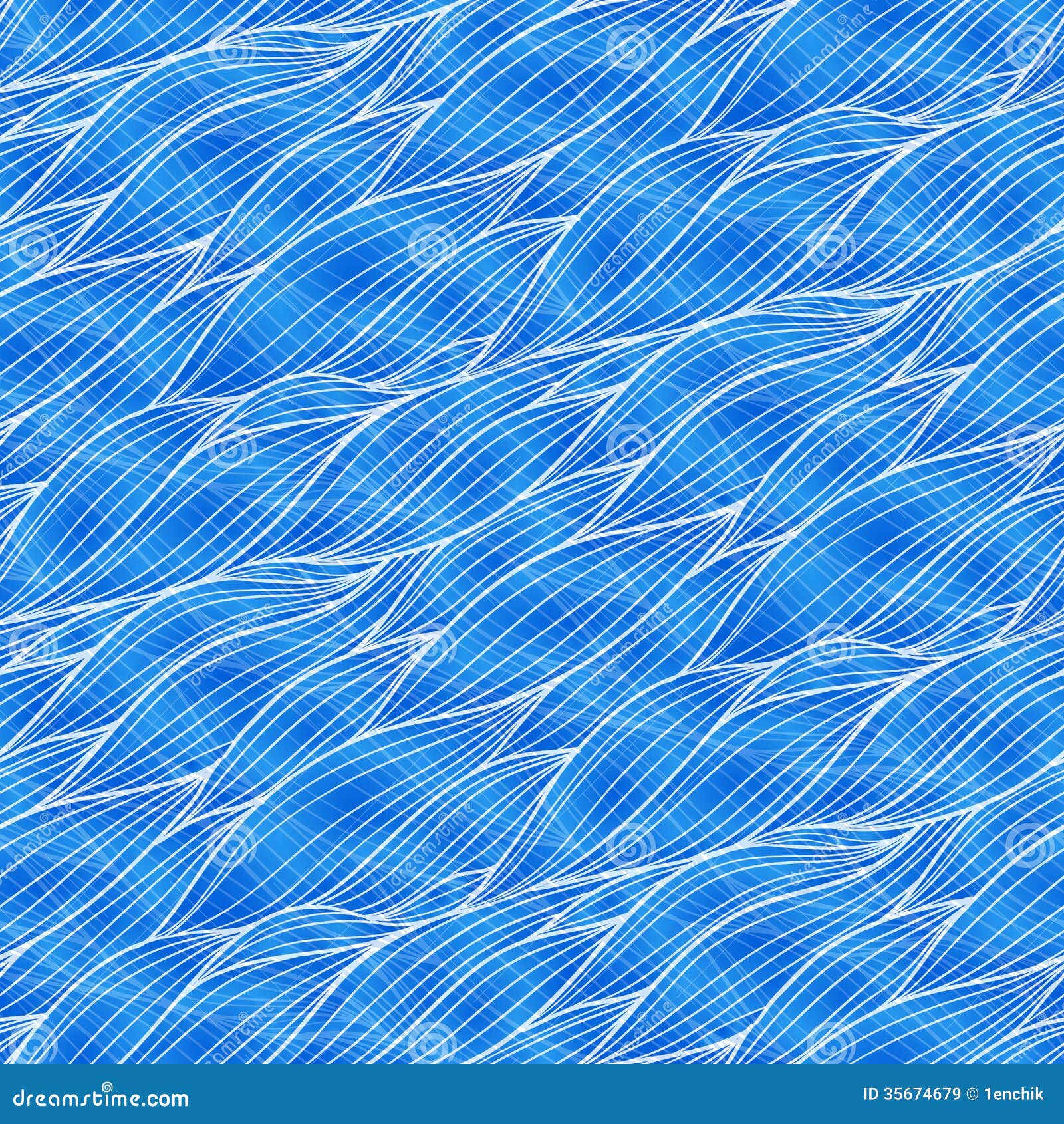 Blue Doodle Waves Vector Seamless Pattern Stock Vector - Illustration ...