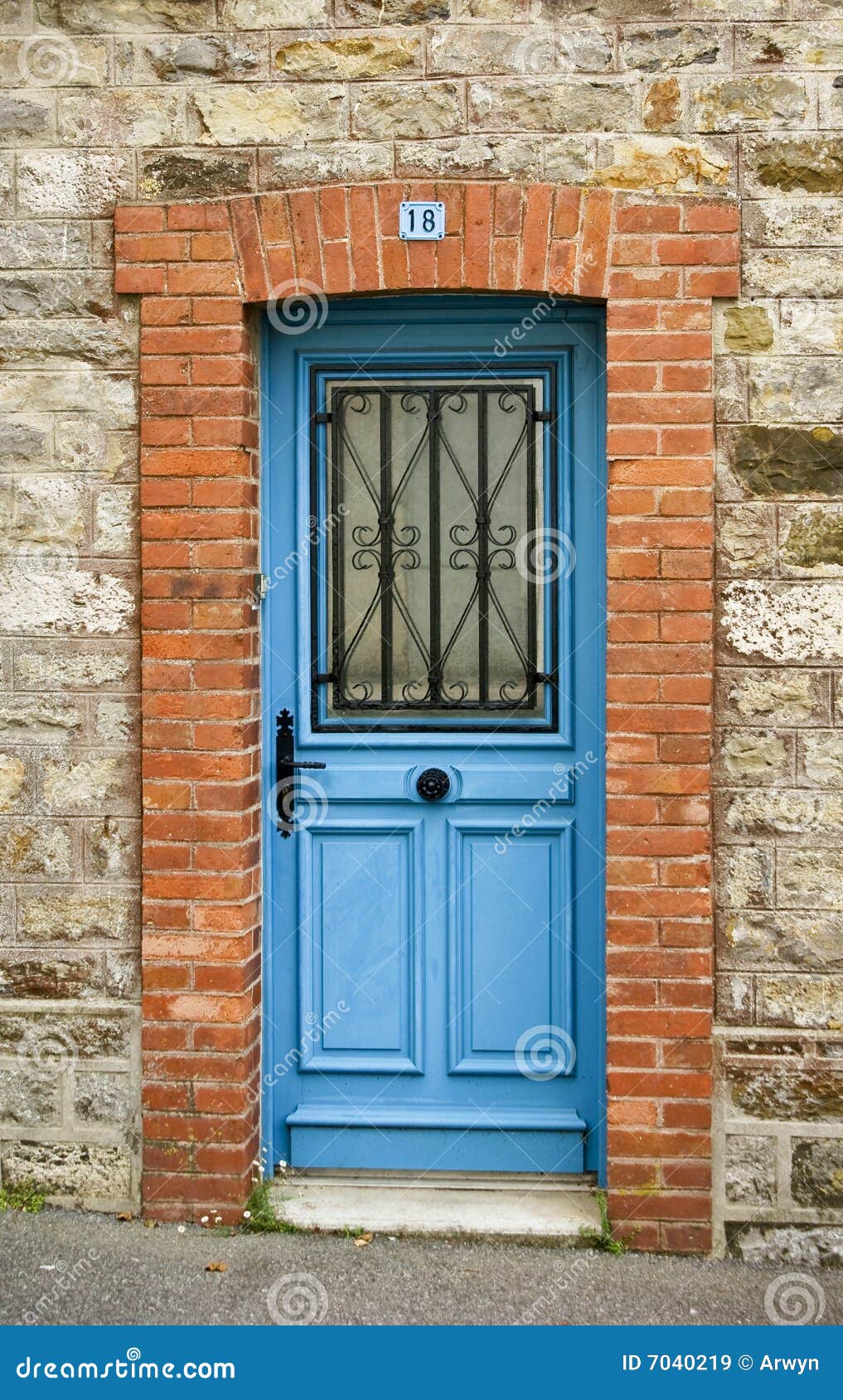 Blue door stock image. Image of exterior, iron, residential - 7040219
