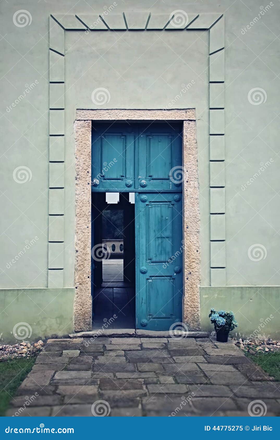 Blue door stock image. Image of mysterious, path, open - 44775275