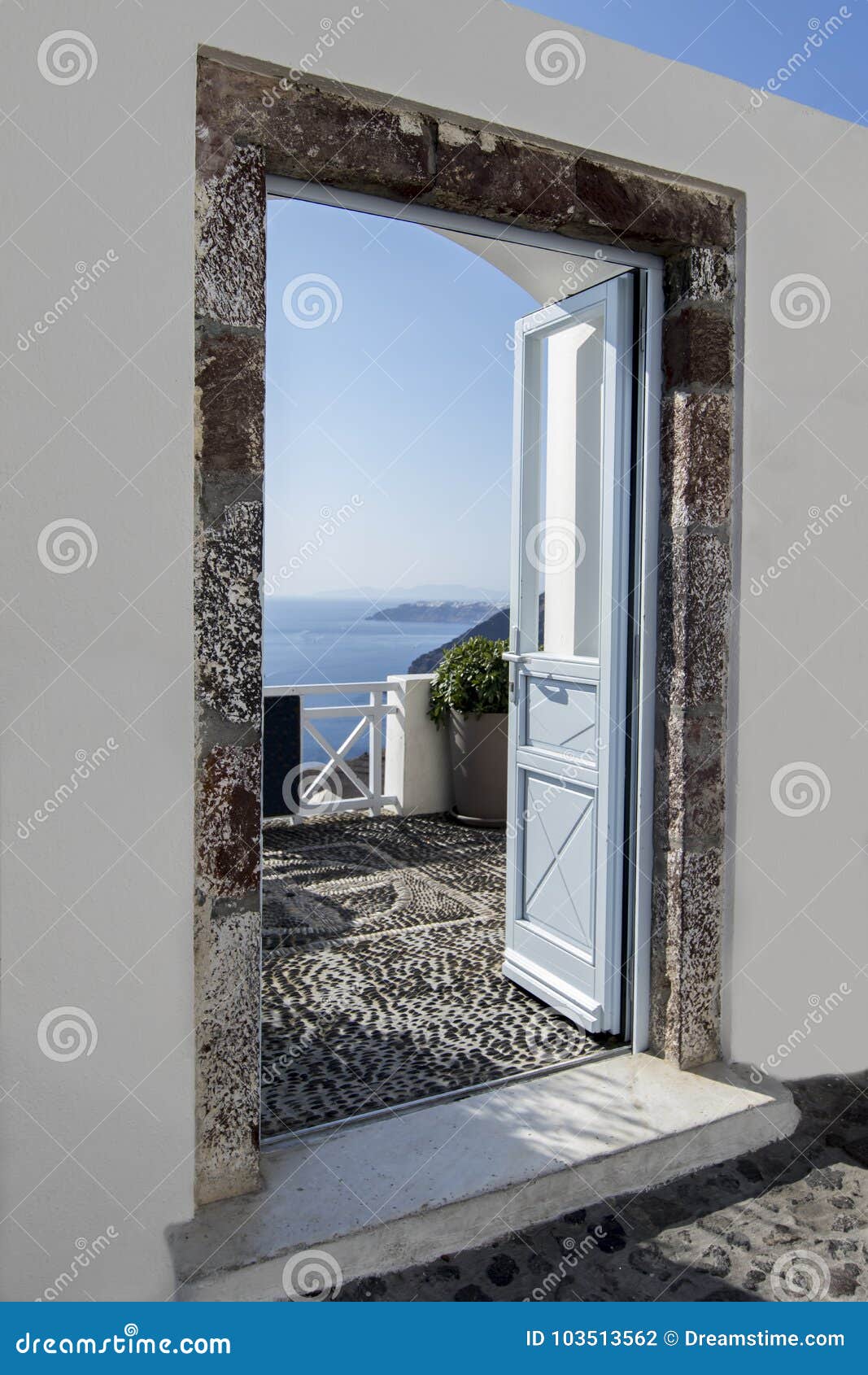Blue Door Open to Paradise stock photo. Image of coastal - 103513562