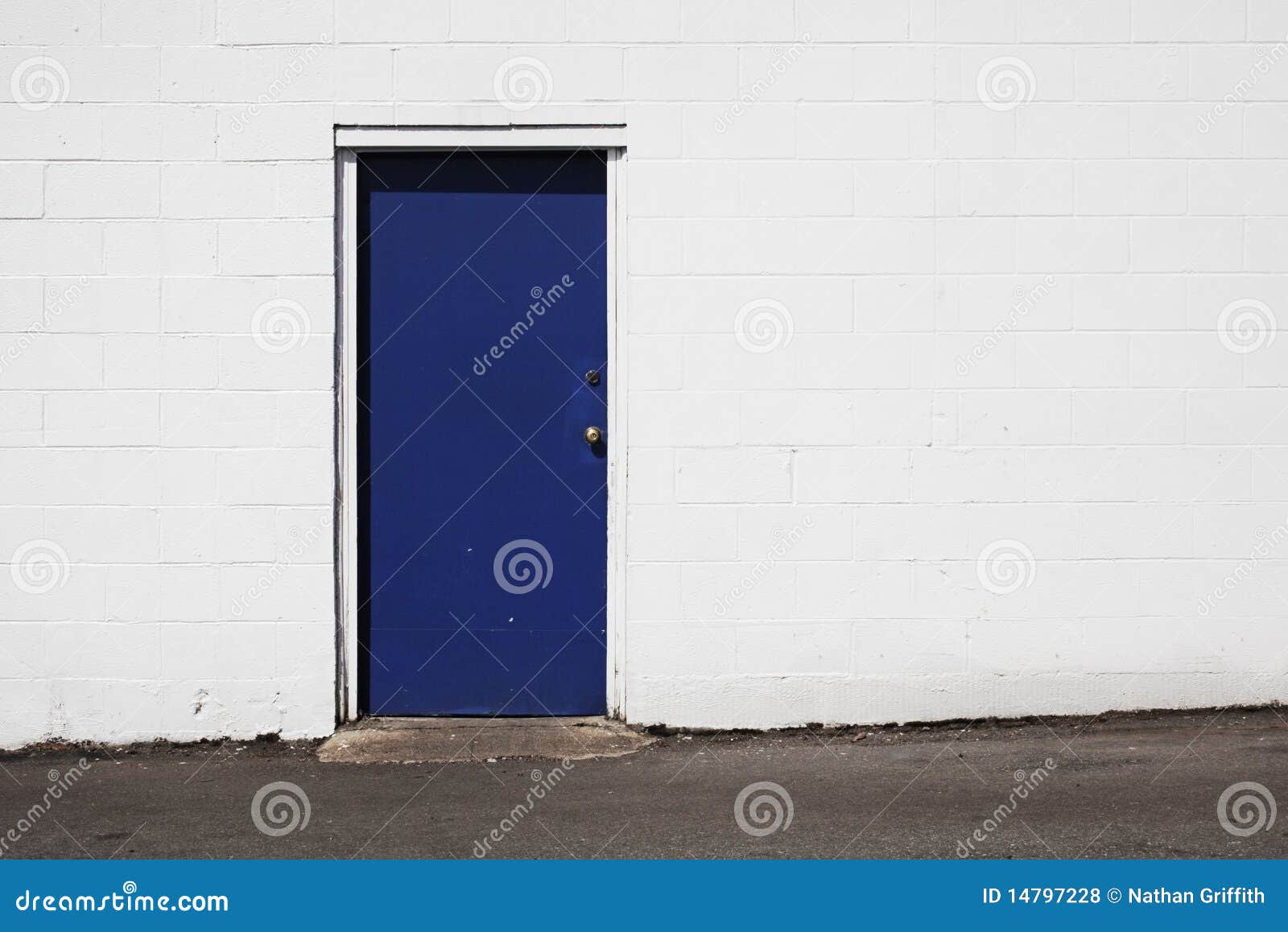 Blue Door on White Building Stock Photo - Image of asphalt, residence ...