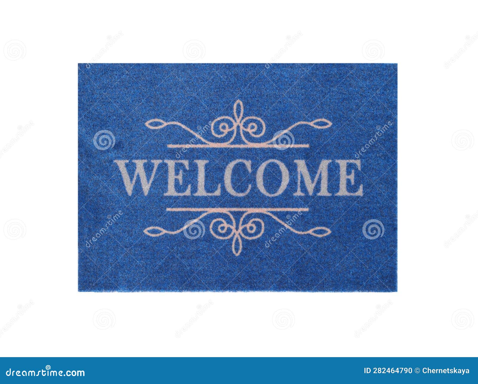 Blue Doormat with Word Welcome on White, Top View Stock Photo - Image ...