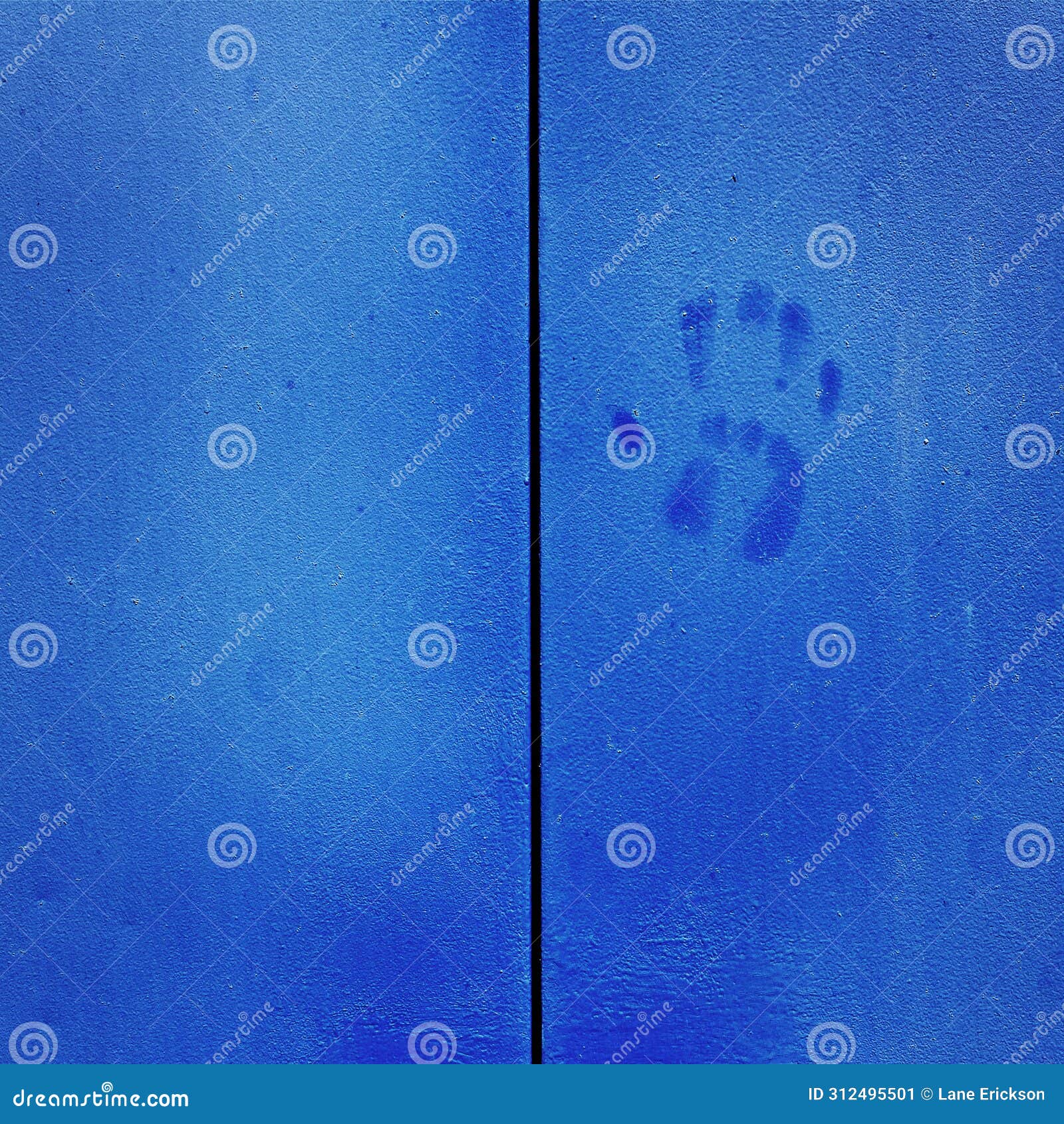 Blue Doors with Handles and Handprint Hand Print Texture Stock Image ...