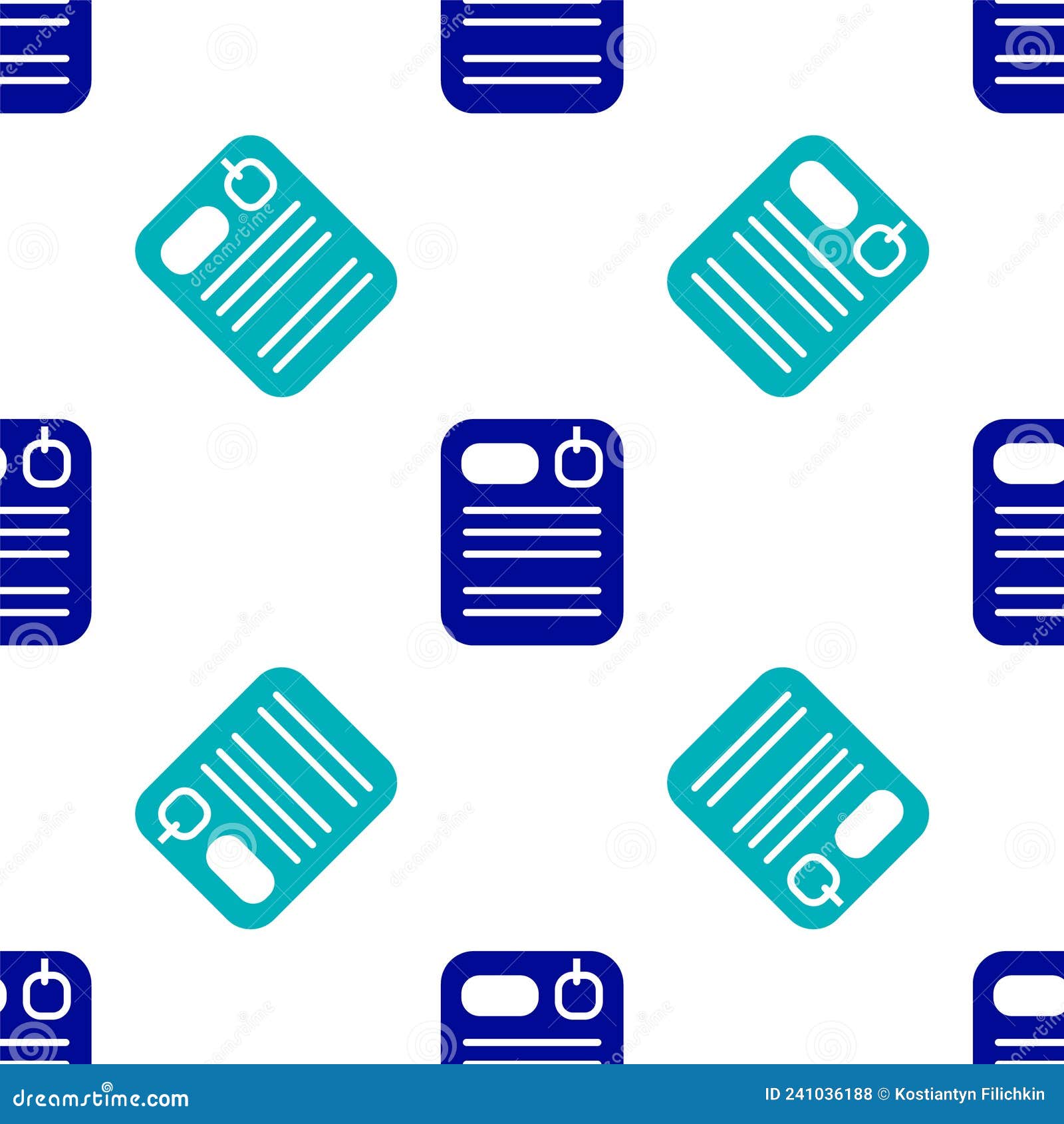 Blue Dossier Folder Icon Isolated Seamless Pattern on White Background ...