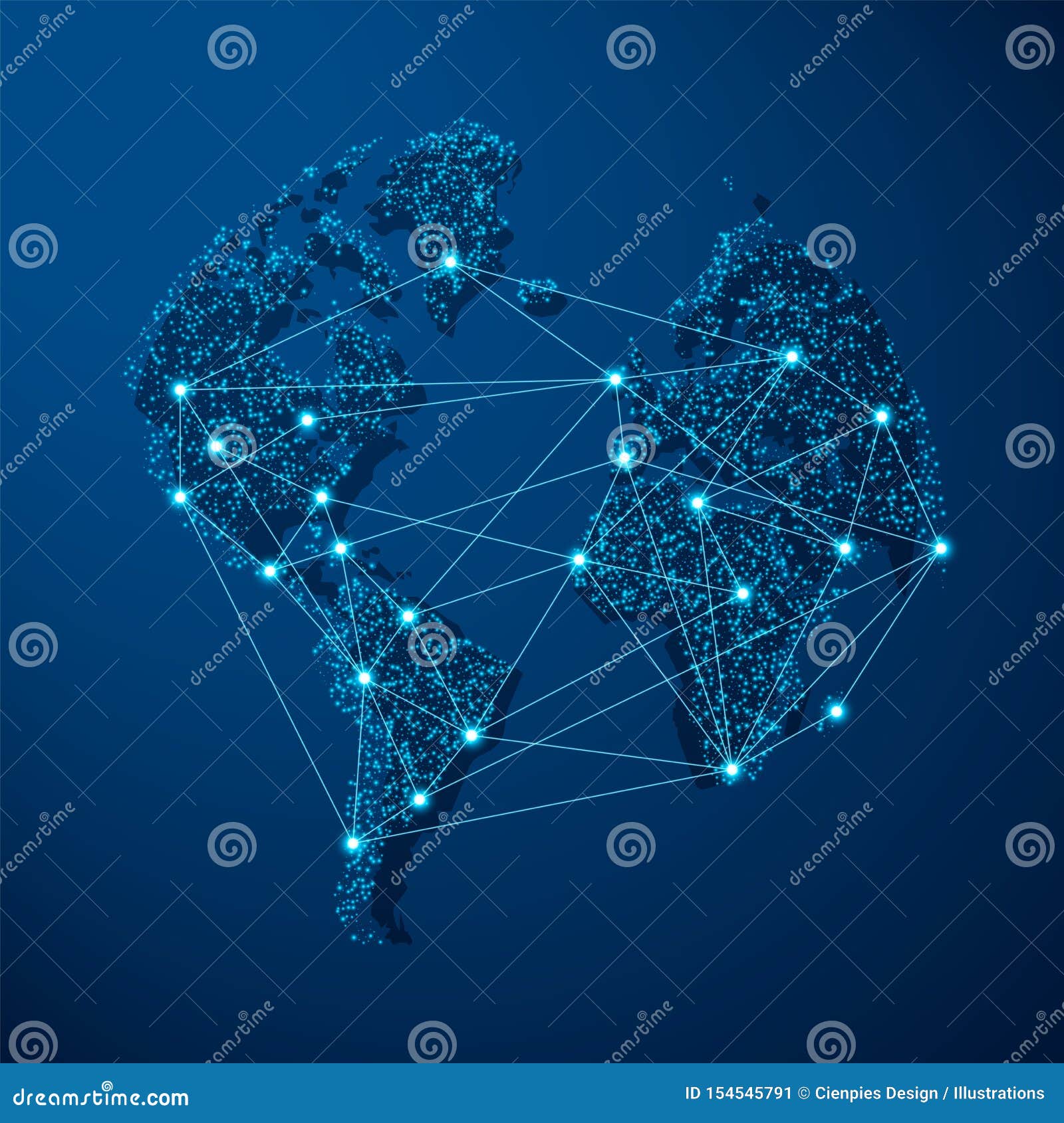 Blue Dot Globe World Map for Technology Concept Stock Vector ...