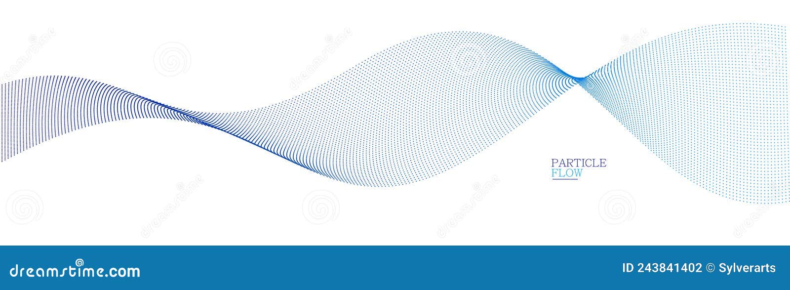 Blue Dots in Motion Vector Abstract Background, Particles Array Wavy Flow, Curve Lines of Points ...