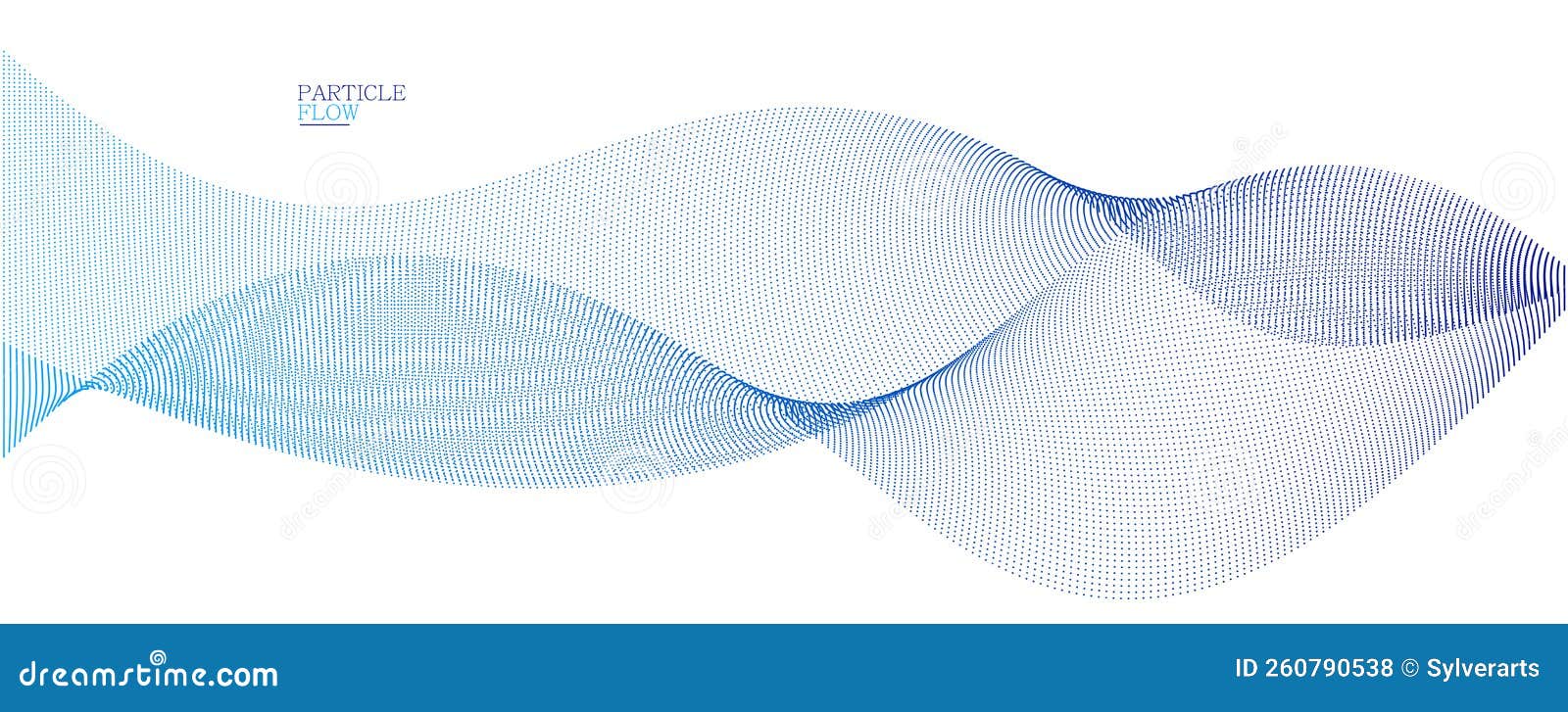 Blue Dots in Motion Vector Abstract Background, Particles Array Wavy Flow, Curve Lines of Points ...