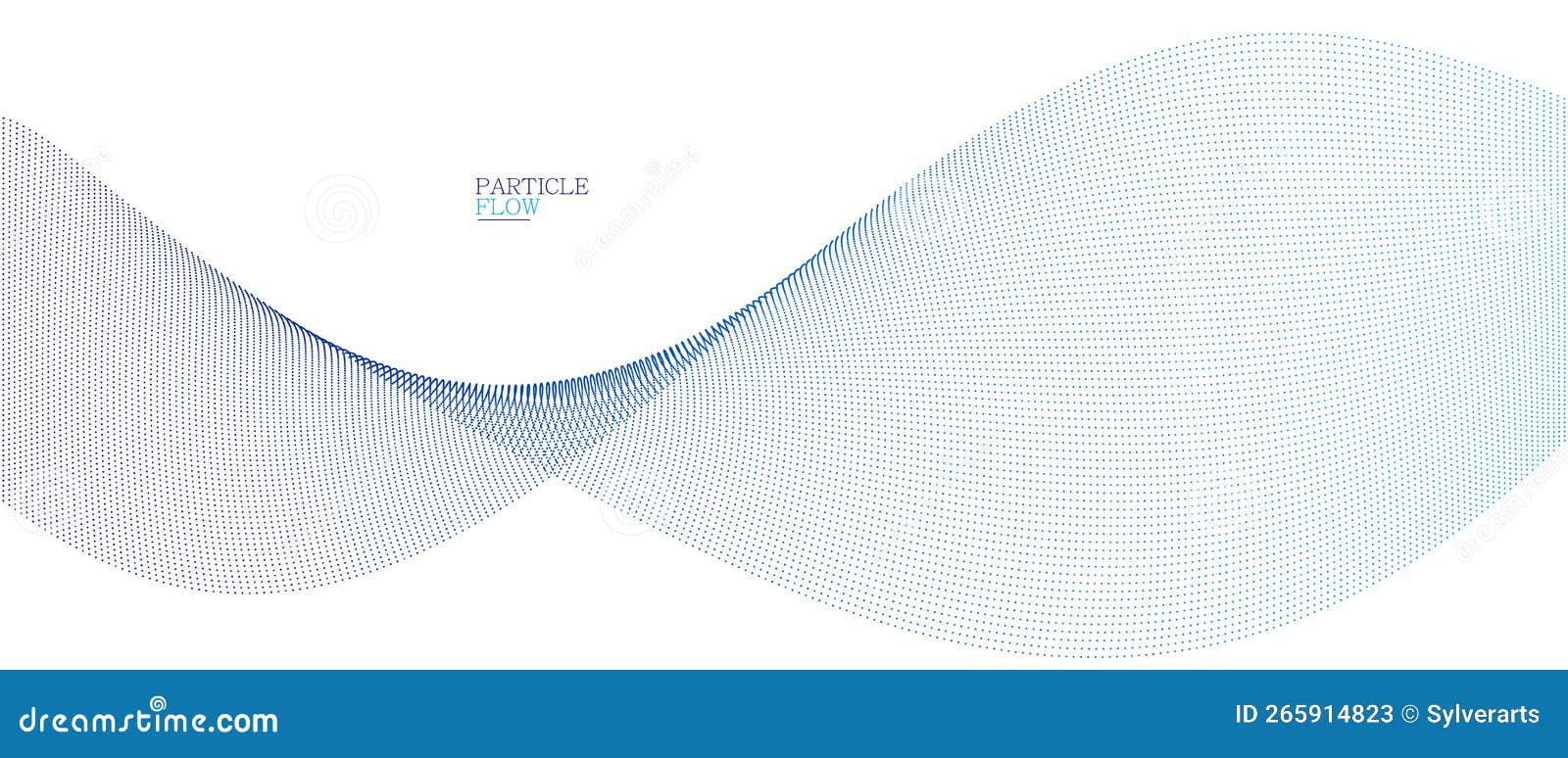 Blue Dots in Motion Vector Abstract Background, Particles Array Wavy Flow, Curve Lines of Points ...
