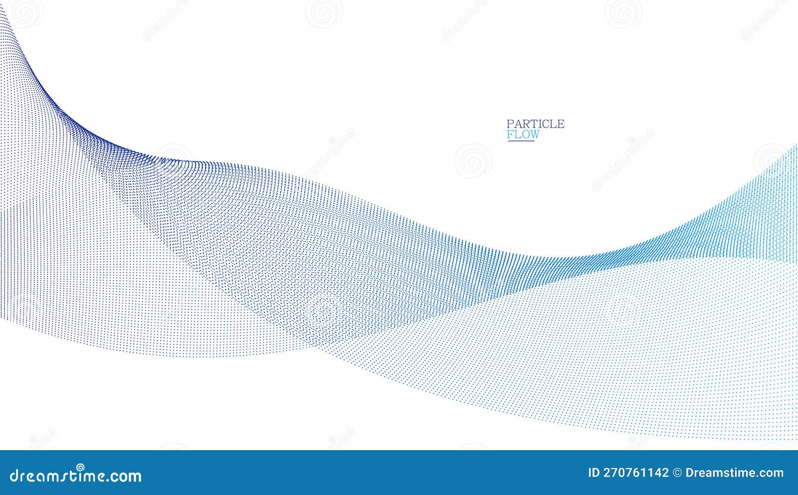 Blue Dots in Motion Vector Abstract Background, Particles Array Wavy Flow, Curve Lines of Points ...