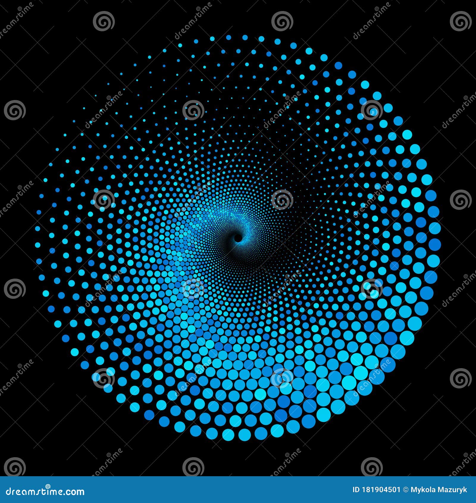 Blue Dots Shape. Halftone Spiral As Icon Or Background. Abstract Vector ...