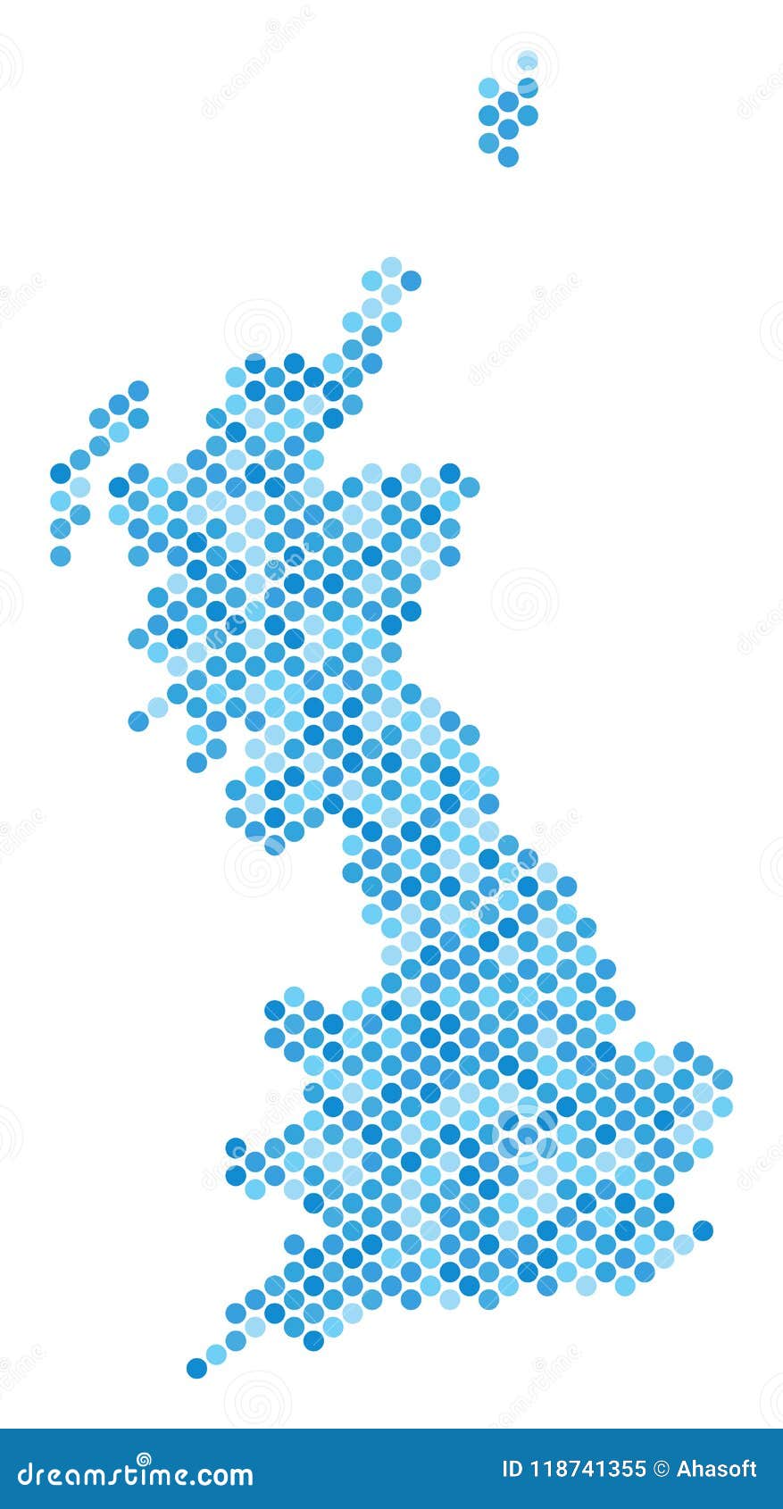 Blue Dotted Great Britain Map Stock Vector - Illustration of ...