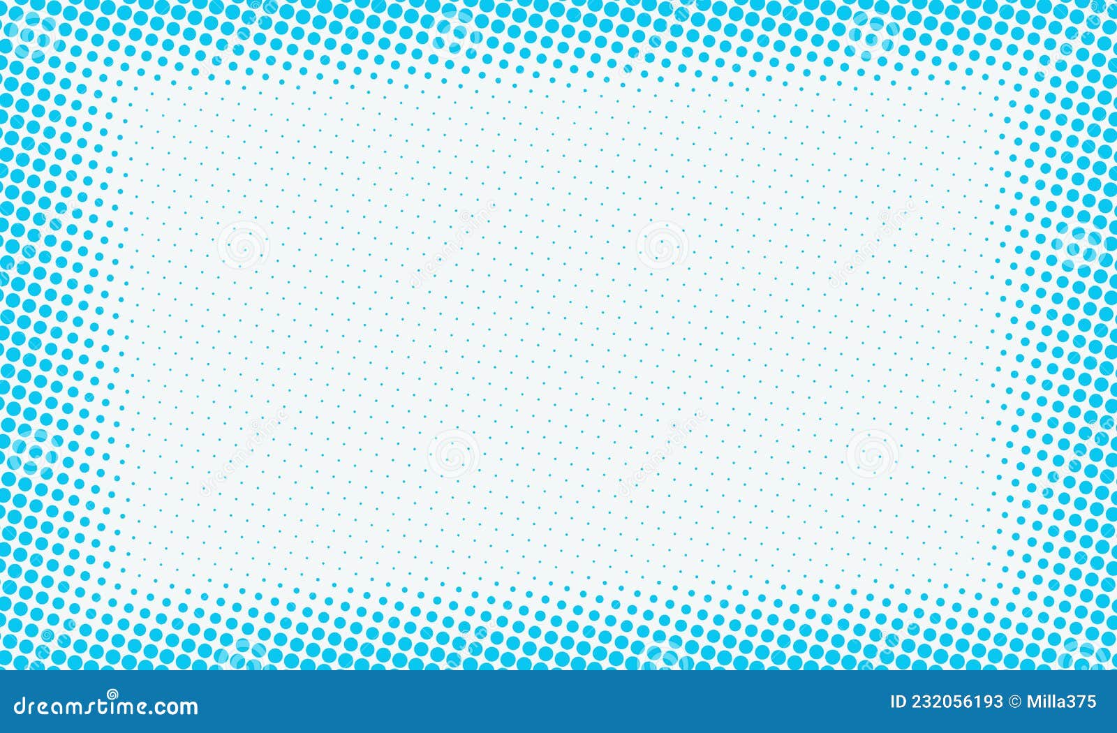 Blue Dotted Halftone Frame Border Background. Stock Illustration ...