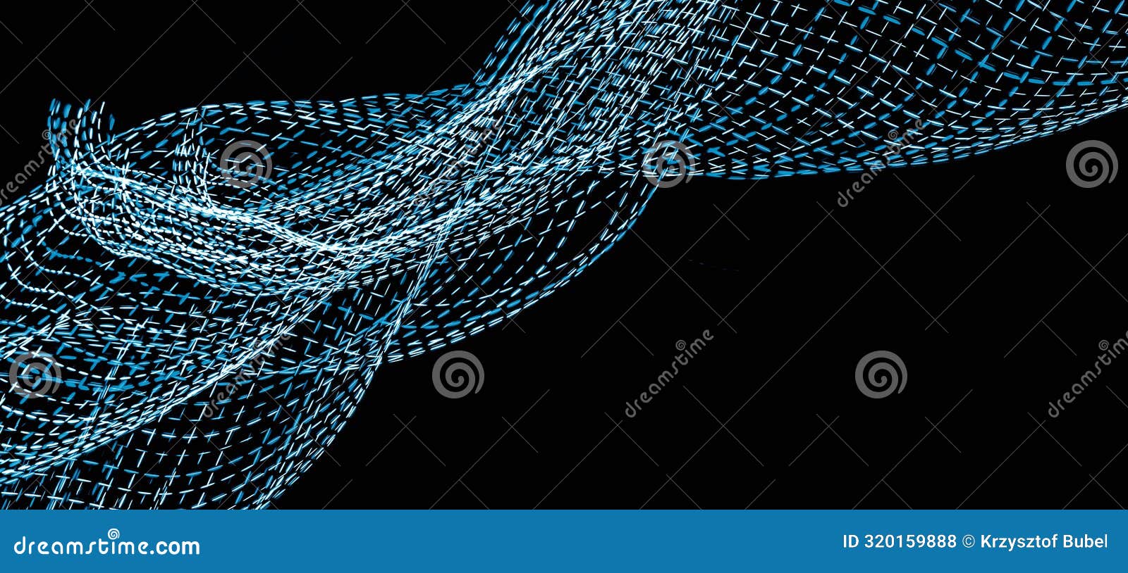 Blue Dotted Lines of Lights on a Black Background Stock Illustration ...